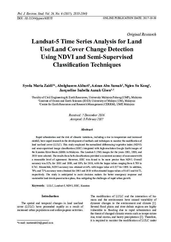 (PDF) Landsat-5 Time Series Analysis for Land Use/Land Cover Change ...
