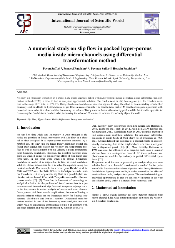 (PDF) A numerical study on slip flow in packed hyper-porous media ...