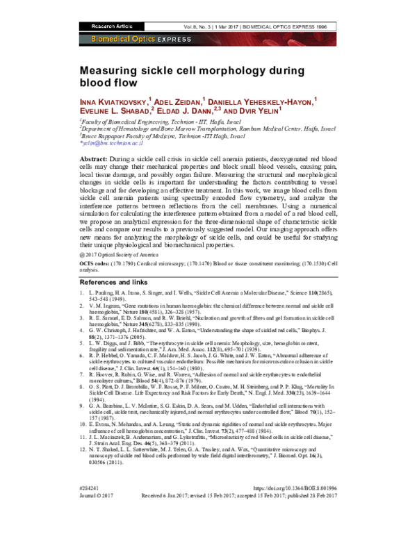 (PDF) Measuring sickle cell morphology during blood flow
