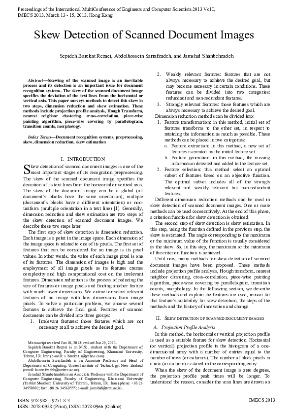 Pdf Skew Detection Of Scanned Document Images