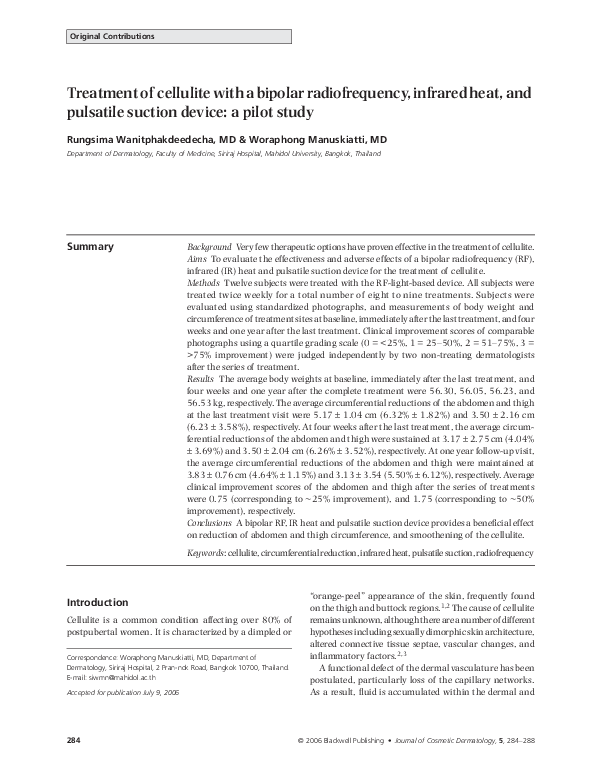 (PDF) Treatment of cellulite with a bipolar radiofrequency, infrared ...