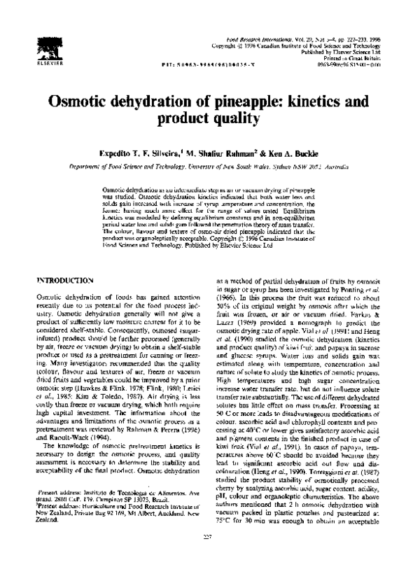 (PDF) Osmotic dehydration of pineapple