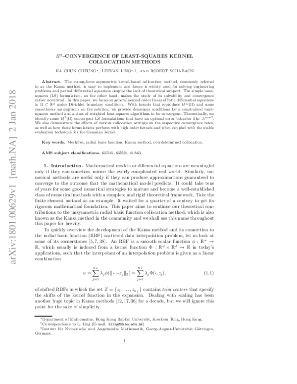 (PDF) $H^2$-Convergence of Least-Squares Kernel Collocation Methods