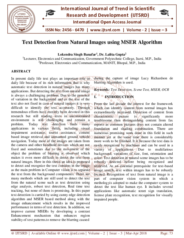 Pdf Text Detection From Natural Images Using Mser Algorithm