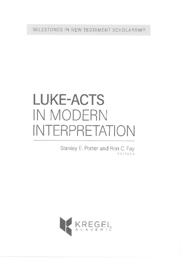 (PDF) "Hans Conzelmann: Luke as Theologian of Salvation History" in ...