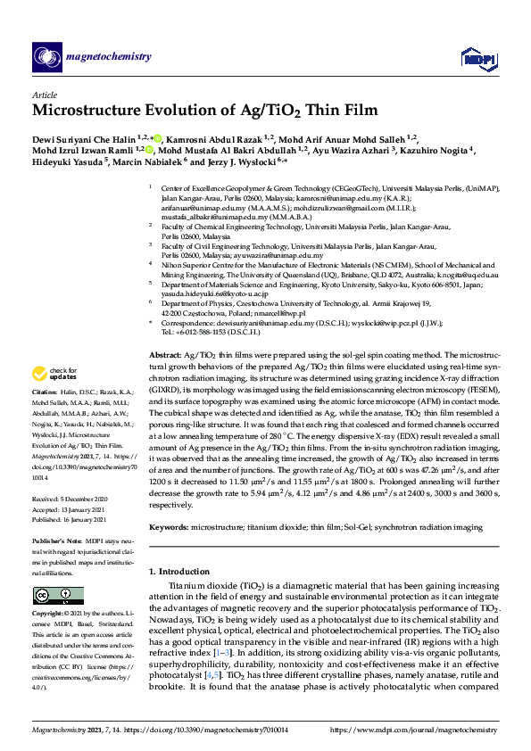 (PDF) Microstructure Evolution of Ag/TiO2 Thin Film