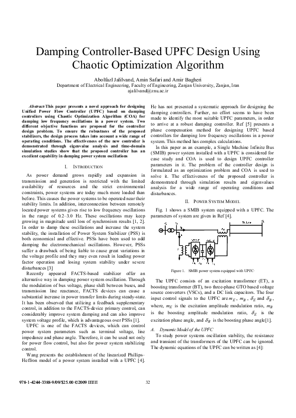 (PDF) Chaotic Optimization for UPFC Design