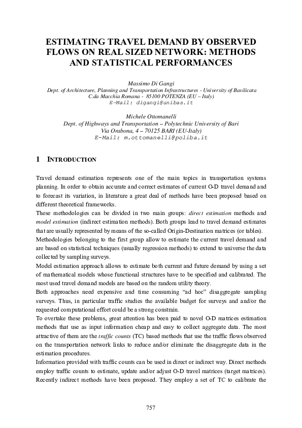 (PDF) Estimating Travel Demand by Observed Flows on Real Sized Network ...