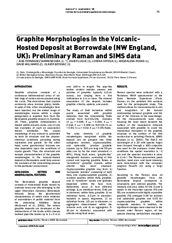 (PDF) Graphite morphologies in the volcanic-hosted deposits at ...