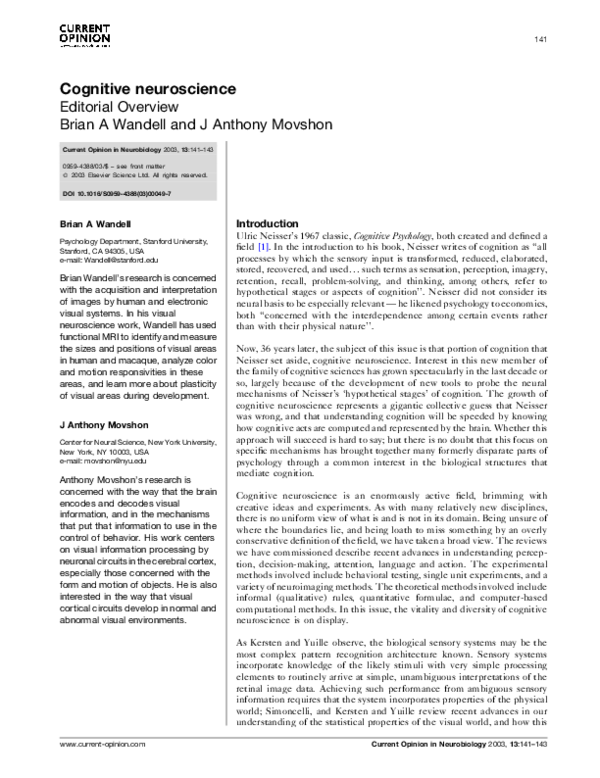 (PDF) Cognitive neuroscience