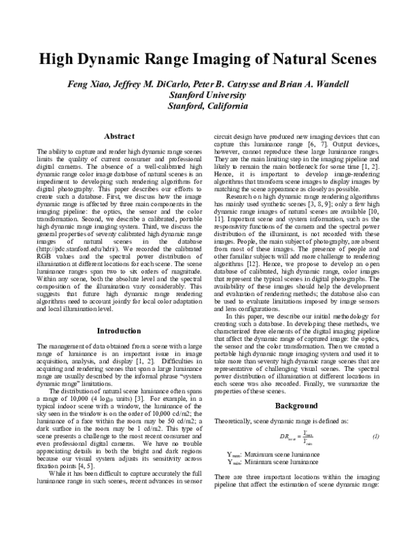(PDF) High dynamic range imaging of natural scenes