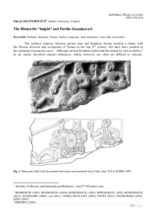 (PDF) The Himyarite “knight” and Partho-Sasanian art | Patryk N ...