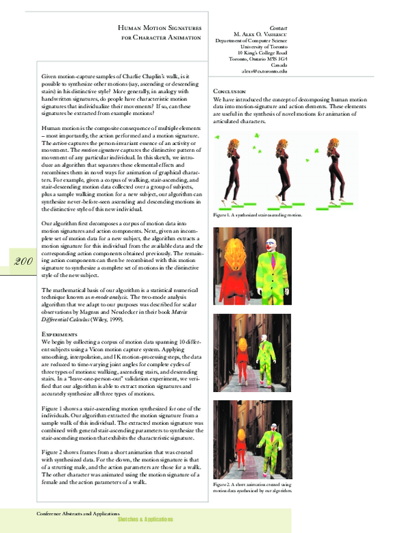(PDF) Human motion signatures for character animation