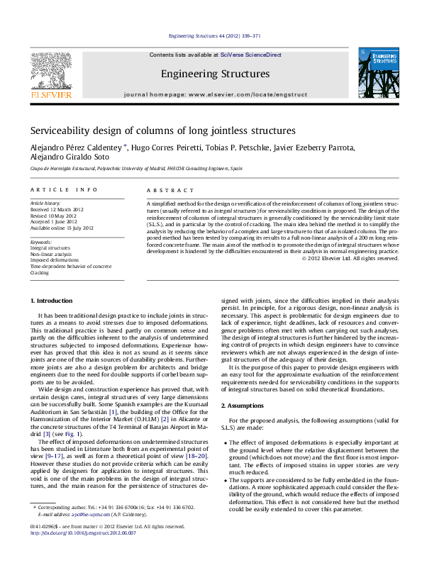(PDF) Serviceability design of columns of long jointless structures