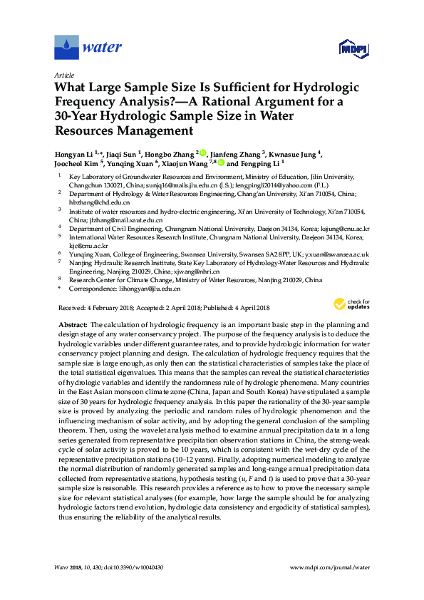 (PDF) What Large Sample Size Is Sufficient for Hydrologic Frequency ...