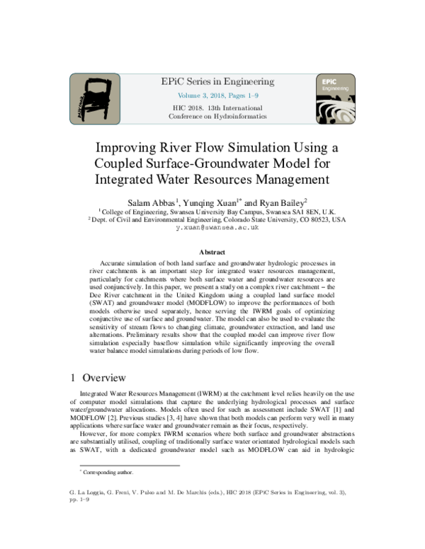 Pdf Improving River Flow Simulation Using A Coupled Surface