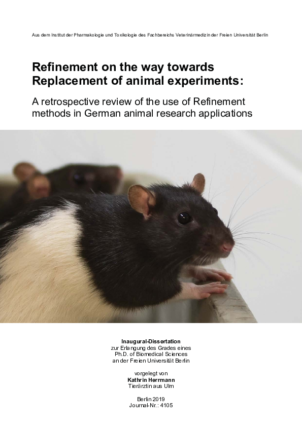 (PDF) Refinement on the way towards Replacement of animal experiments ...