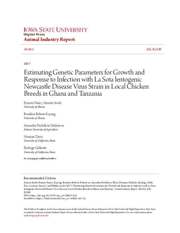 (PDF) Estimating Genetic Parameters for Growth and Response to ...
