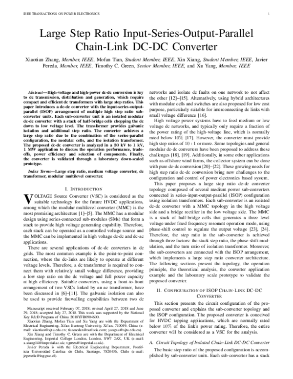 (PDF) Large Step Ratio Input-Series-Output-Parallel Chain-Link DC-DC Converter