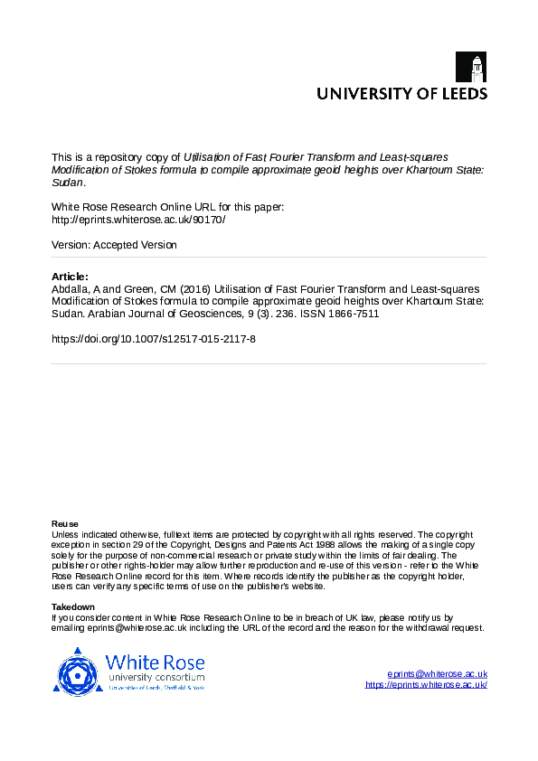 Pdf Utilisation Of Fast Fourier Transform And Least Squares