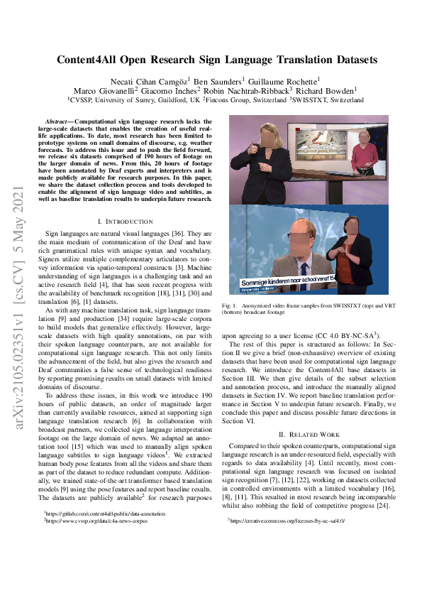 (PDF) Content4All Open Research Sign Language Translation Datasets