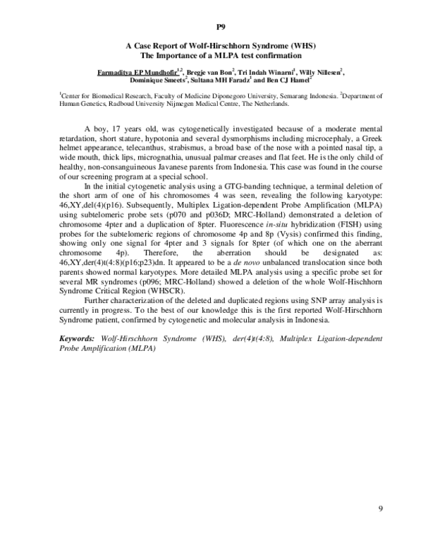(PDF) A Case Report of Wolf-Hirschhorn Syndrome (WHS)The Importance of ...