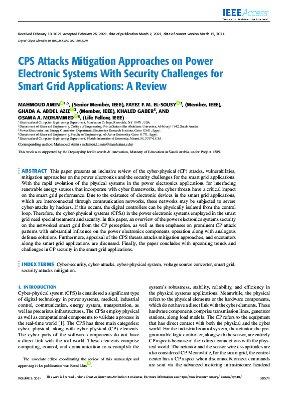 (PDF) CPS Attacks Mitigation Approaches on Power Electronic Systems ...