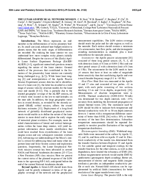 (PDF) The Lunar Geophysical Network Mission