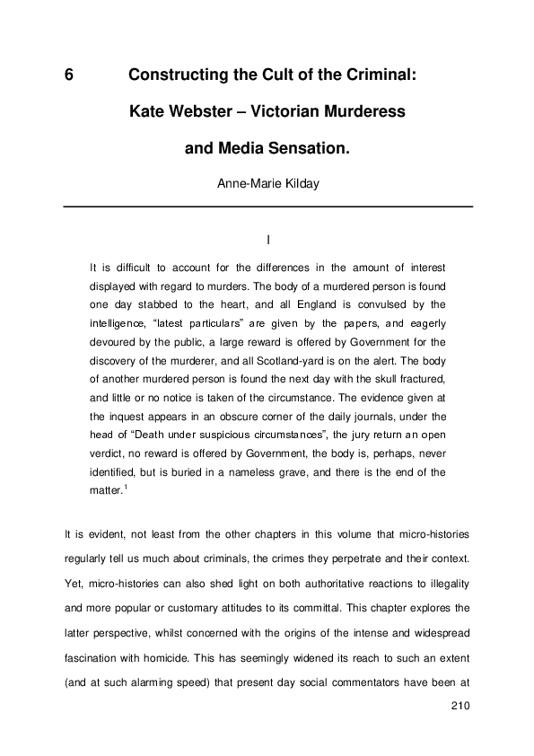 (PDF) Constructing the Cult of the Criminal: Kate Webster – Victorian ...