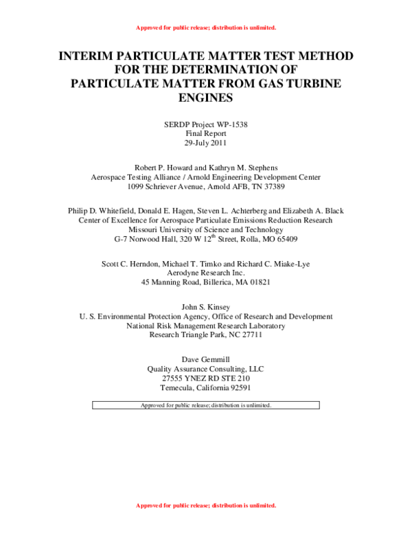 (PDF) Interim Particulate Matter Test Method for the Determination of ...