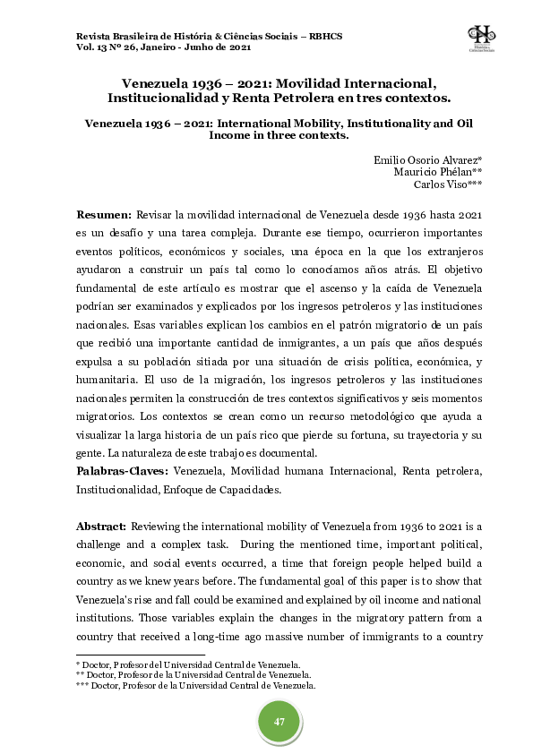 (PDF) Venezuela 1936 – 2021