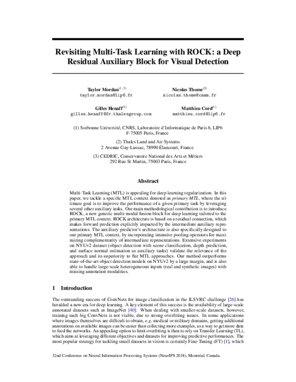 (PDF) Revisiting Multi-Task Learning with ROCK: a Deep Residual ...