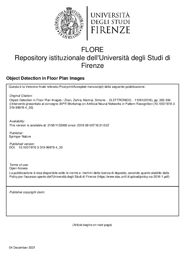 Pdf Object Detection In Floor Plan Images