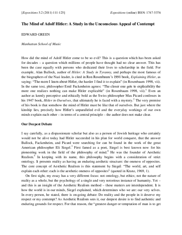 (PDF) The Mind of Adolf Hitler: A Study in the Unconscious Appeal of ...
