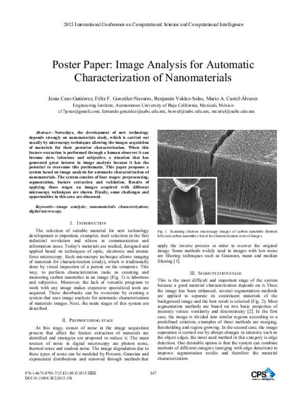 (PDF) Poster Paper: Image Analysis for Automatic Characterization of ...