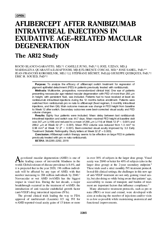 (PDF) AFLIBERCEPT AFTER RANIBIZUMAB INTRAVITREAL INJECTIONS IN ...