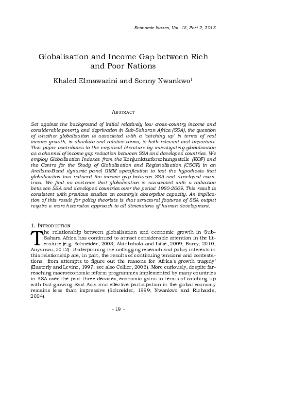 (PDF) Globalisation and Income Gap between Rich and Poor Nations