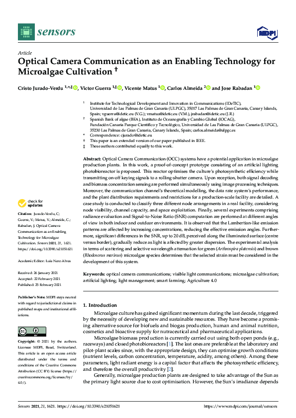 (PDF) Optical Camera Communication as an Enabling Technology for ...