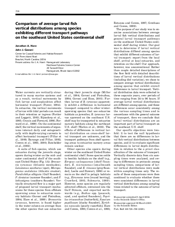 (PDF) Comparison of average larval fish vertical distributions among ...