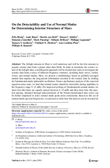 (PDF) On the Detectability and Use of Normal Modes for Determining ...