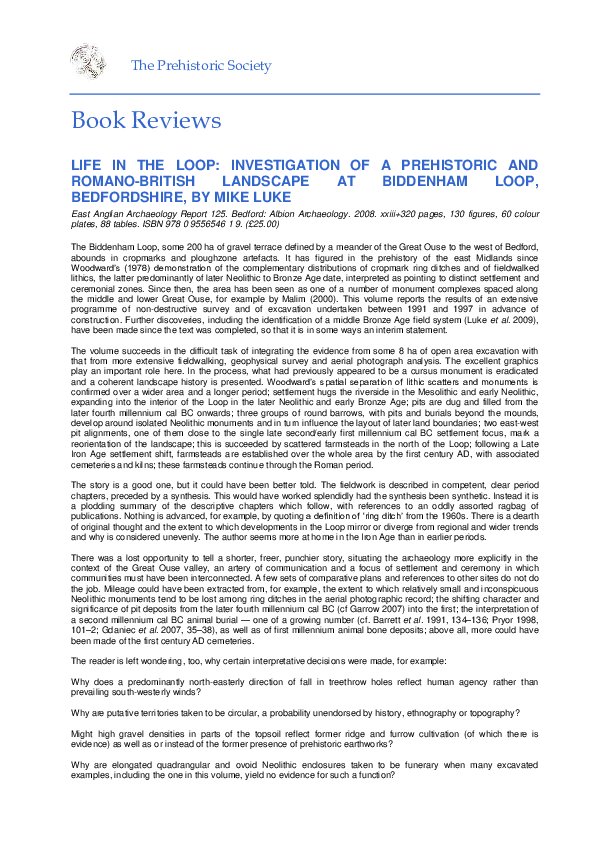 (PDF) Life in the Loop: Investigation of a Prehistoric and Romano ...