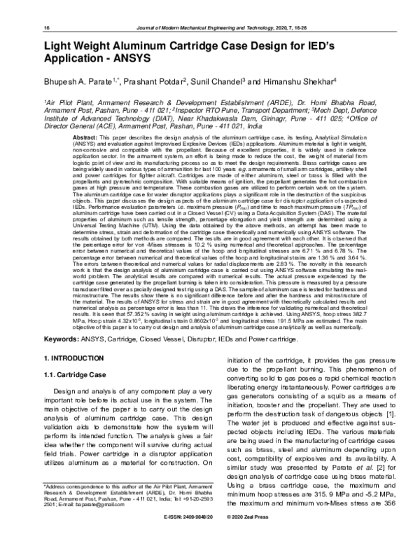 (PDF) Light Weight Aluminum Cartridge Case Design for IED's Application ...