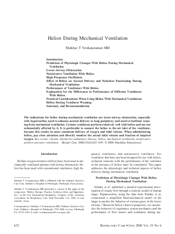 (PDF) Heliox during mechanical ventilation