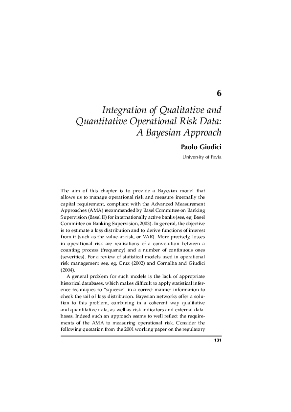 (PDF) Integration of Qualitative and Quantitative Operational Risk Data: A Bayesian Approach