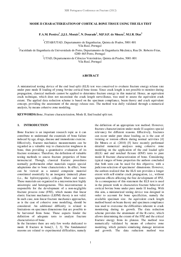 (PDF) Mode II Characterization of Cortical Bone Tissue Using the Els Test