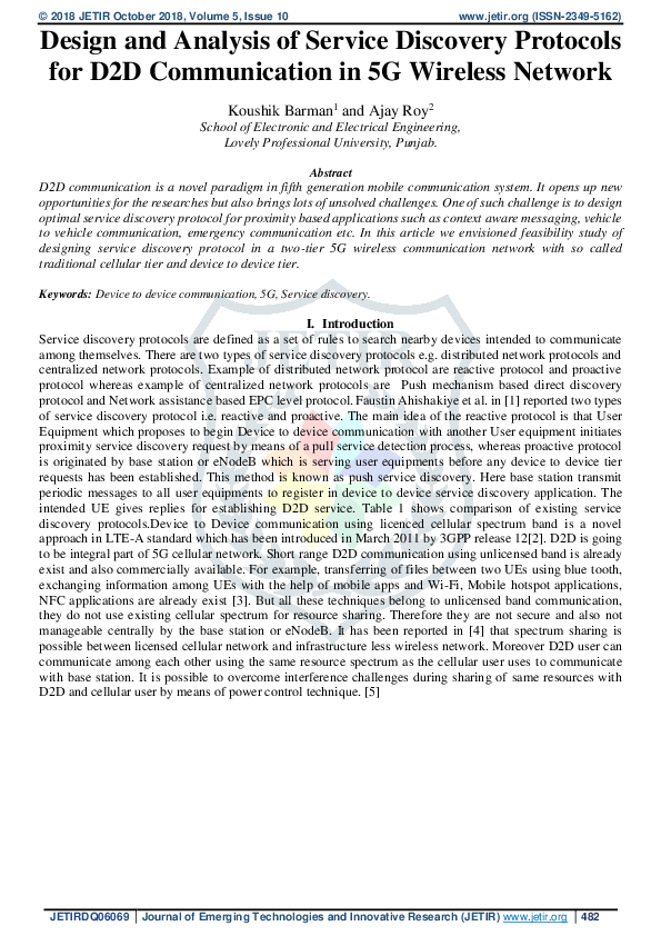(PDF) Design and Analysis of Service Discovery Protocols for D2D ...