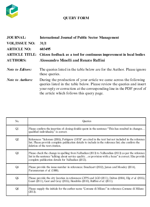 (PDF) Citizen feedback as a tool for continuous improvement in local bodies