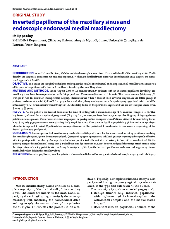 (PDF) Inverted papilloma of the maxillary sinus and endoscopic ...