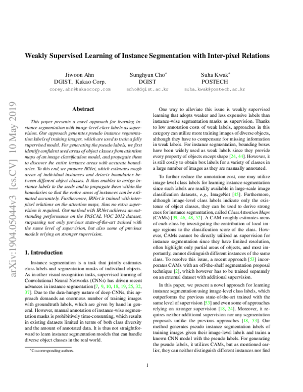 (PDF) Weakly Supervised Learning of Instance Segmentation With Inter ...