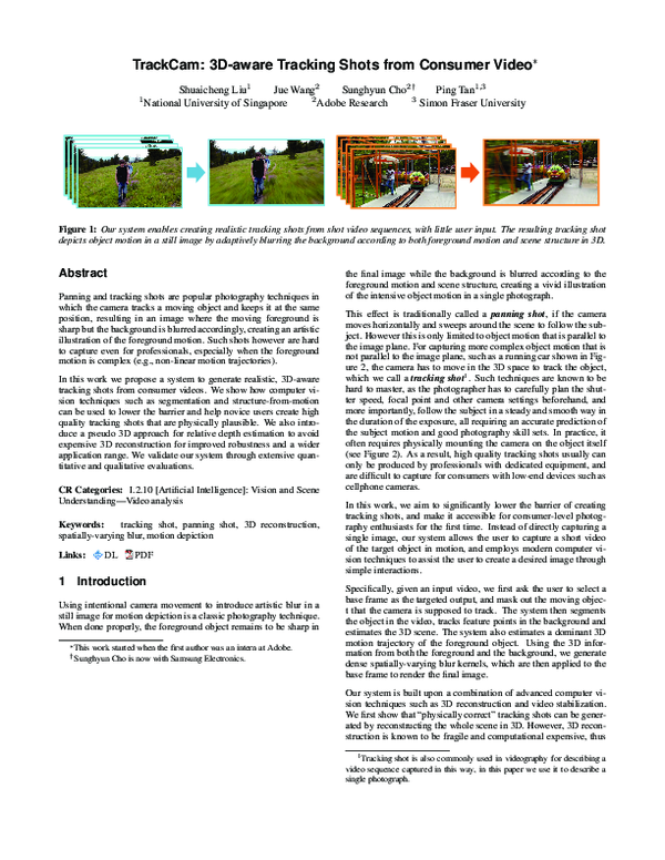 (PDF) TrackCam: 3D-aware Tracking Shots from Consumer Video